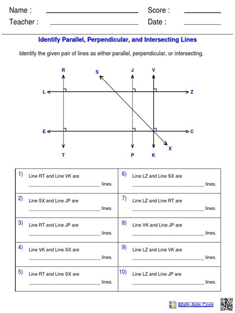 Free Angles Formed By Parallel Perpendicular And Intersecting Lines