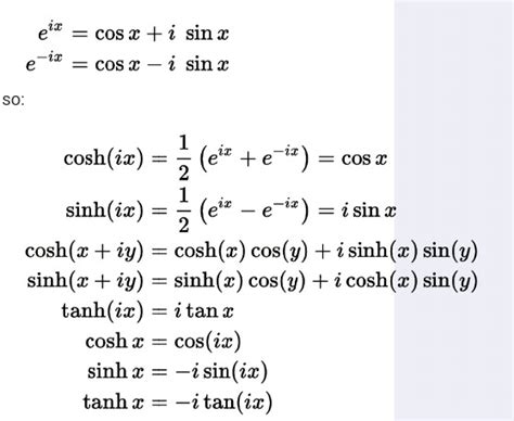 hyperbolic functions