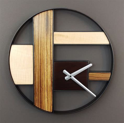Modern Wall Clock Zebrawood Figured Maple Wall Art Decor Etsy