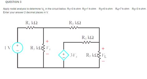 Solved Apply Nodal Analysis To Determine VL In The Circuit Chegg