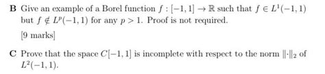 solved b give an example of a borel function f [−1 1]→r such