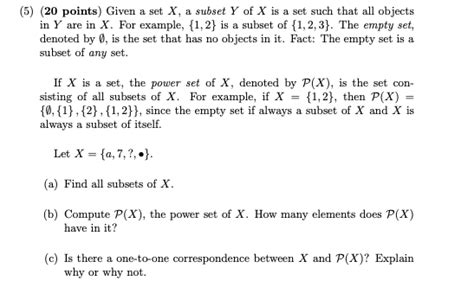 solved 5 20 points given a set x a subset y of x is a