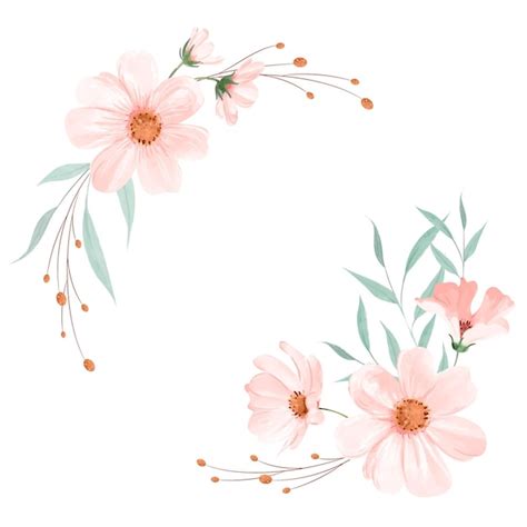 Quadro De Flores Em Aquarela Rosa Vetor Premium