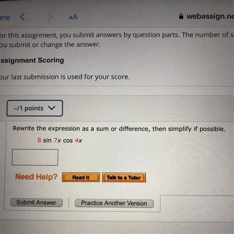 rewrite the expression as a sum or difference then simplify if possible