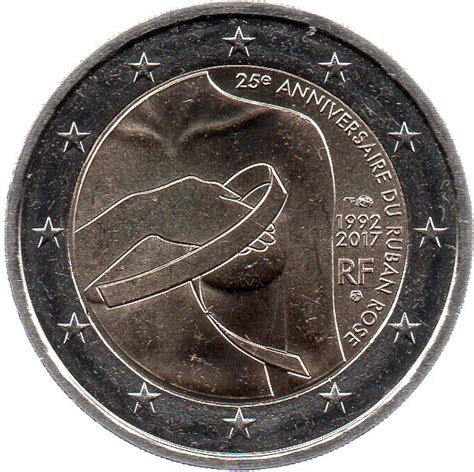 2 Euro commémorative de France 2017 25ème Anniversaire du Ruban Rose