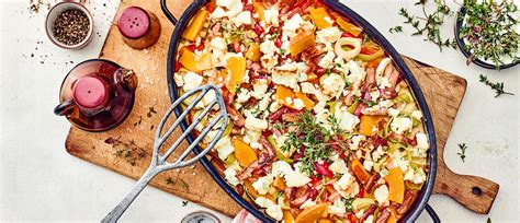 Kürbisauflauf mit Lauch und Feta Rezept tegut