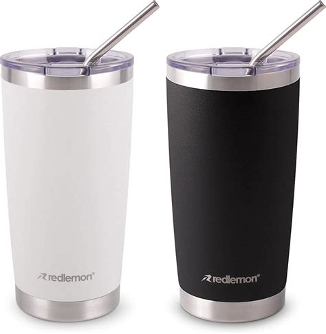 Redlemon Vaso Térmico Doble Pared de Acero Inoxidable 600 ml 2 Piezas