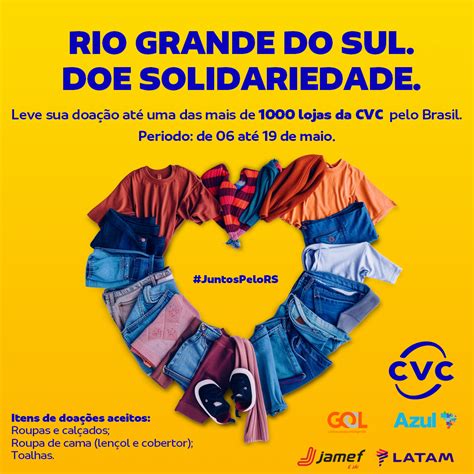 CVC lança campanha de doações para ajuda solidária ao Rio Grande do Sul