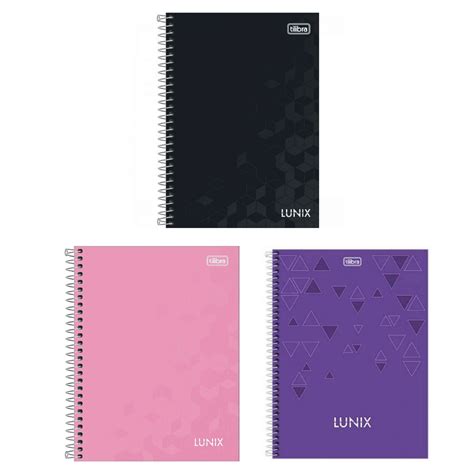 Caderno Universitário Lunix TILIBRA Capa Dura ESPIRAL 10 Matérias 200