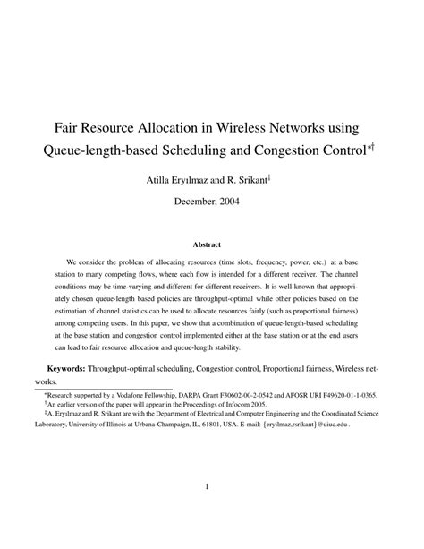 pdf fair resource allocation in wireless networks using queue length based scheduling and