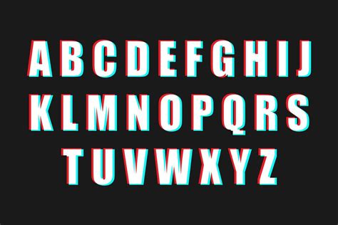 Set Of Alphabet Letters On Black Background D Effect Font Red Blue