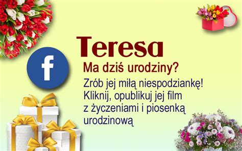 Teresa Niebywa E Czytane Yczenia Urodzinowe Tw J Oryginalny Prezent