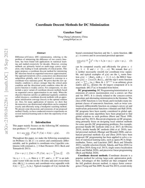coordinate descent methods for dc minimization deepai