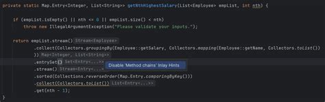 intellij idea disable method chains inlay hints websparrow