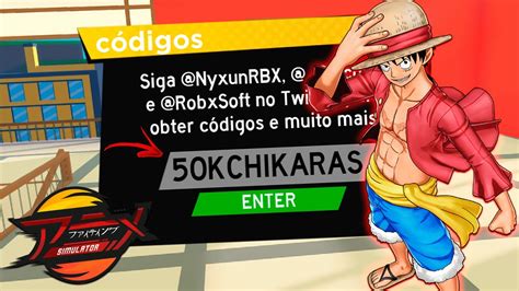 PEGUE AGORA NOVO CÓDIGO 50K de 𝗖𝗛𝗜𝗞𝗔𝗥𝗔𝗦 no ANIME FIGHTING SIMULATOR