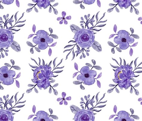 Padrão sem emenda em aquarela floral roxo Vetor Premium