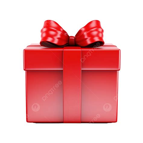 Red Gift Box With Ribbon 3d Red Gift PNG Transparent Image And