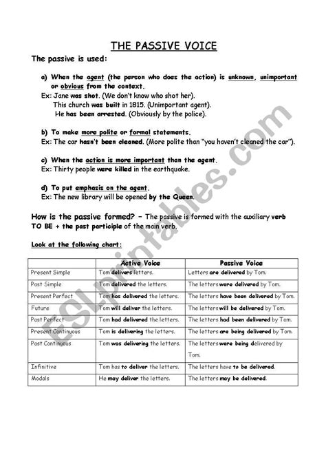 Passive Voice ESL Worksheet By Tana