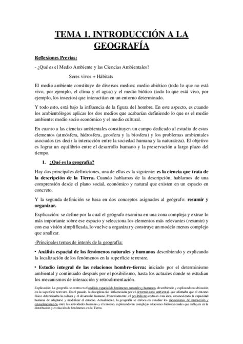 Tema Resumen Introduccion A La Geografia Pdf