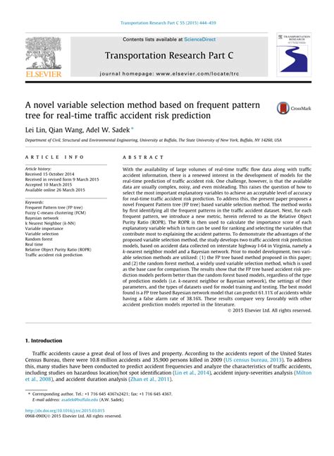 pdf a novel variable selection method based on frequent pattern tree for real time traffic