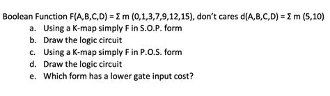 solved boolean function f a b c d m 0 1 3 7 9 12 15 don t cares d a b c d m 5 10 a