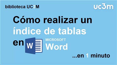 C Mo Hacer Un Ndice Autom Tico De Tablas En Word Youtube