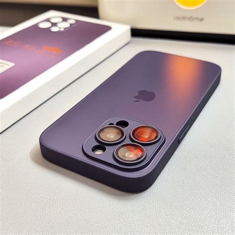 Capa Dura De Vidro AG Roxo Fosco Escuro IPhone 14 Plus 13 Pro Max Filme