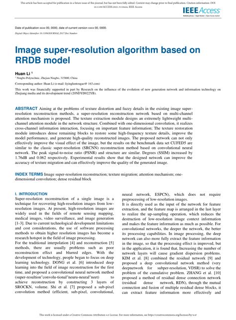 pdf image super resolution algorithm based on rrdb model