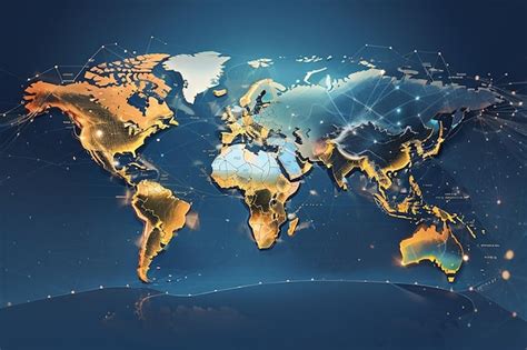 Premium Photo Global Network Connection World Map Point And Line