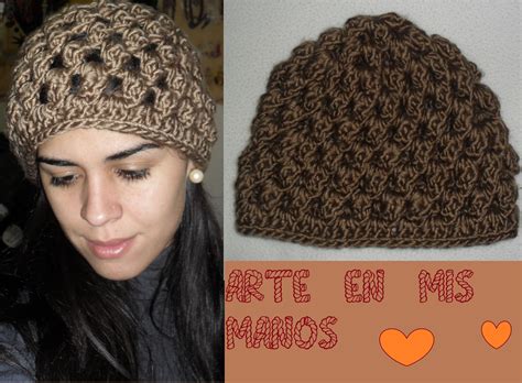 Gorro Tejido Al Crochet Con Punto Pi A Ideal Oto O Gorros Tejidos A