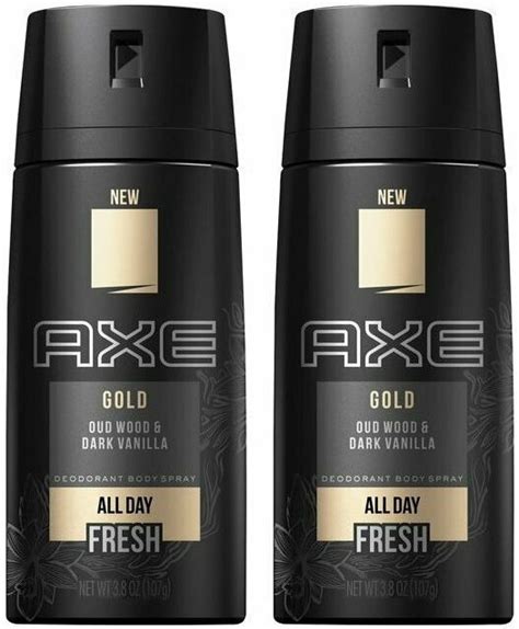 Axe Gold Oud Wood Dark Vanilla 48h Fresh Deodorant Bodyspray 2 X