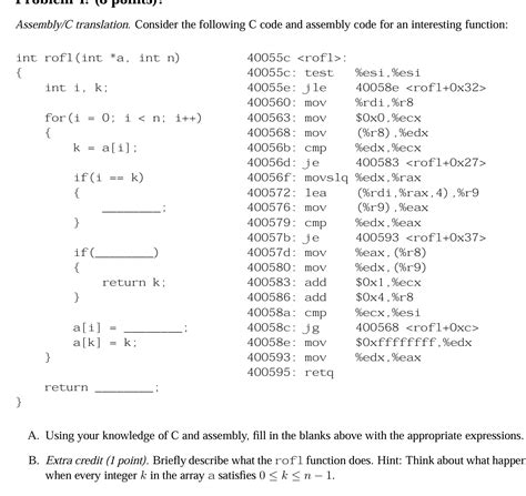 solved assembly c translation consider the following c code