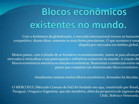 PPT Blocos econômicos PowerPoint Presentation free download ID