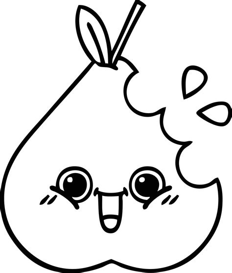 Line Drawing Cartoon Green Pear 10375328 Vector Art At Vecteezy