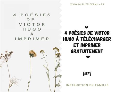 4 poésies de Victor Hugo à télécharger et imprimer gratuitement