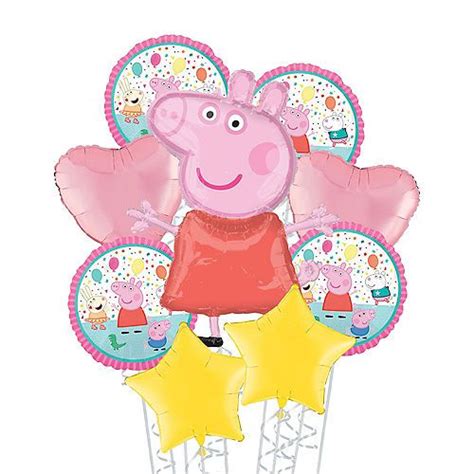 Peppa Pig Balloon Bouquet With Star Shaped Balloons