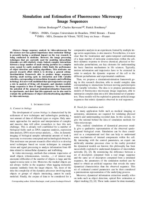 pdf simulation and estimation of fluorescence in microscopy image sequence c kervrann