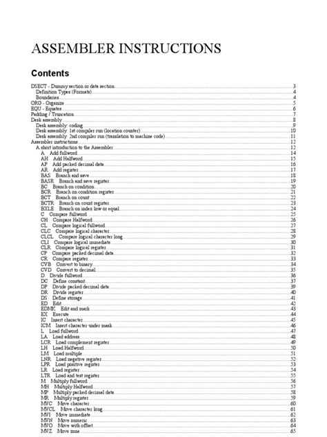 assembler instructions assembly language instruction set free 30 day trial scribd