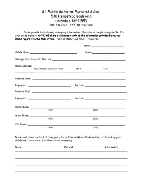 Fillable Online Emergency Contact Form 22 23 Fax Email Print PdfFiller