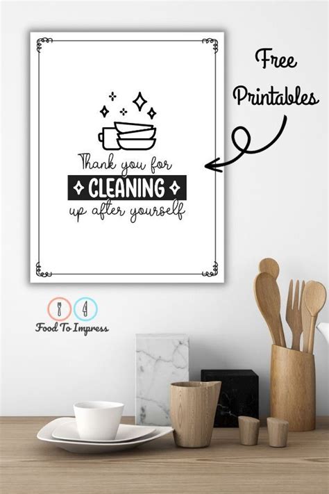 Kitchen Printable Clean Up After Yourself Signs Free Artofit
