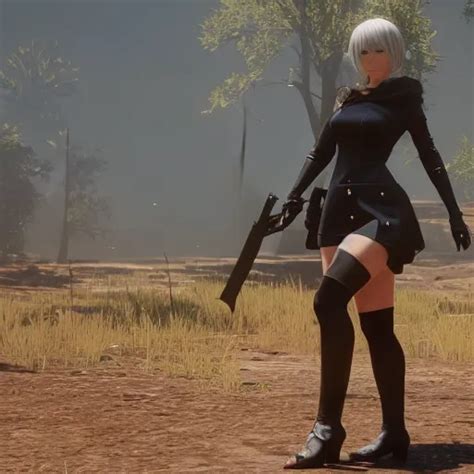 Film Still Of 2B Nier Automata In Red Dead Redemption Stable Diffusion
