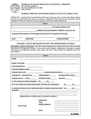 Fillable Online Sos Ga 14 Verification Of Licensure Request Form Out