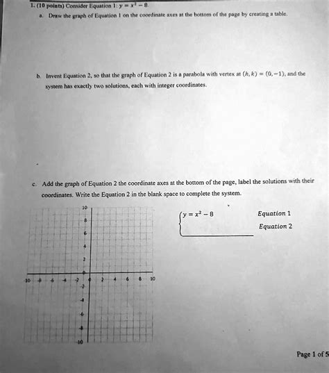 solved points consider equation 1 y x 2 8 a draw the graph of equation i on the coordinate