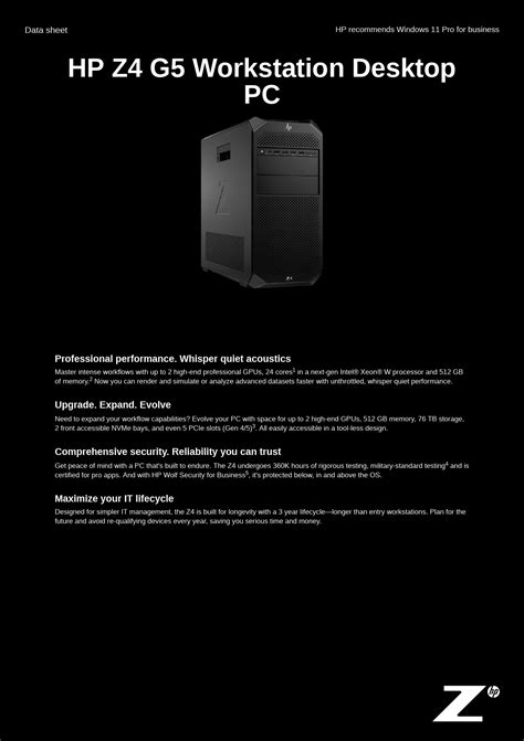 HP Z4 G5 Workstation ENERGY STAR HP Specifications And Certification