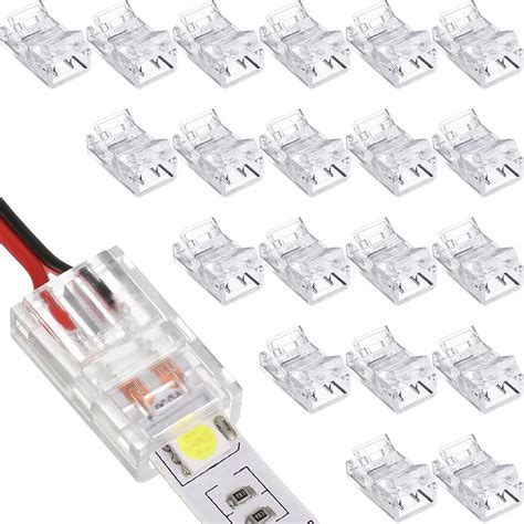 RUNCCI YUN 20 Stück LED Strip Connector 2 polig 10mm LED lötfrei