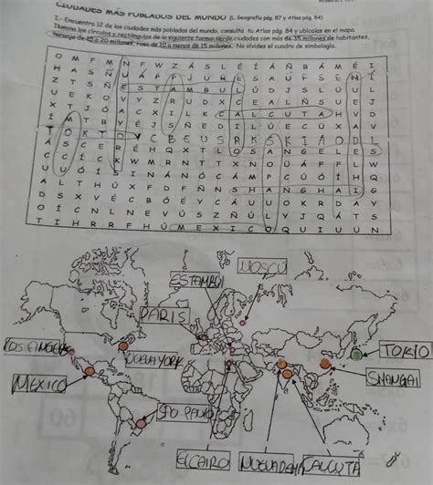 encuentra 12 de las ciudades más pobladas del mundo y ubicarlas en el