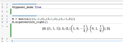 eigenvectors and eigenvalues in sage linear algebra with cocalc