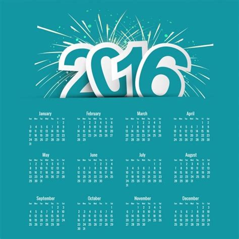 Plantilla De Calendario Azul De 2016 Vector Gratis