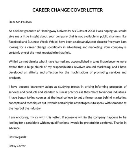 Career Change Cover Letter 28 Samples Examples