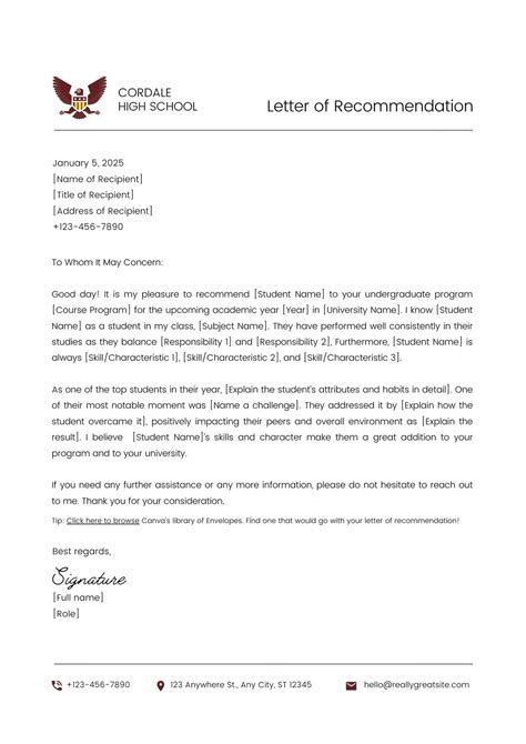 Free Printable Letter Of Recommendation Templates Canva 53 OFF